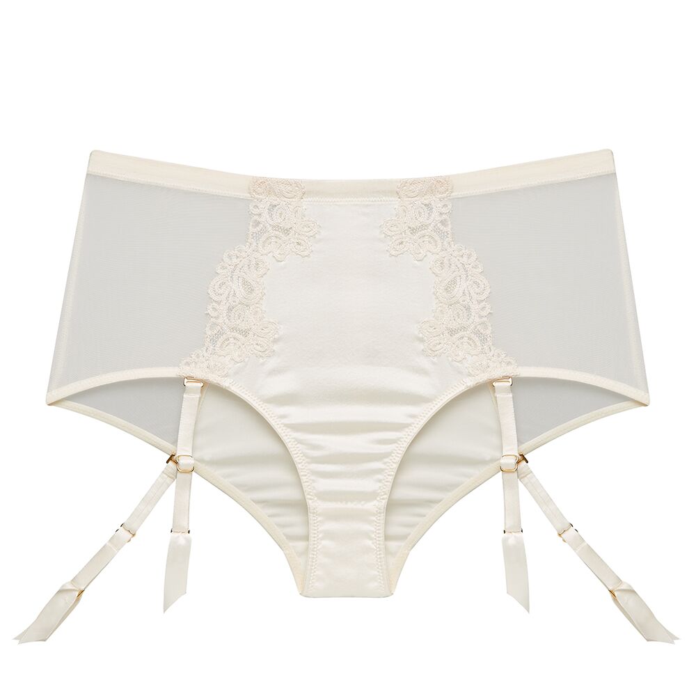 Jess Short with detachable suspenders in Swan - Tallulah Love